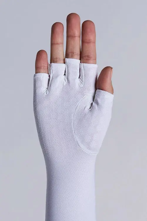 Coolibar Perpetua Long Fingerless Uv Sun Gloves - White