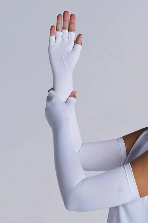 Coolibar Perpetua Long Fingerless Uv Sun Gloves - White