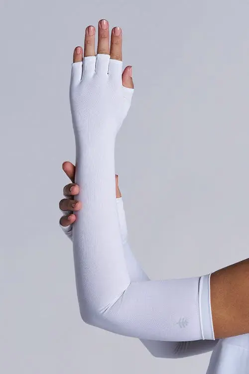Coolibar Perpetua Long Fingerless Uv Sun Gloves - White