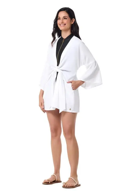 Coolibar Ocean Drive Cover-up With Front Tie - White