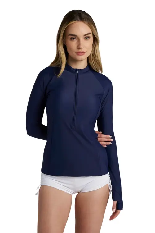 Coolibar Escalante Zip Rash Guard - Navy