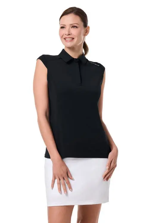 Coolibar Dew Performance Sleeveless Golf Polo - Black