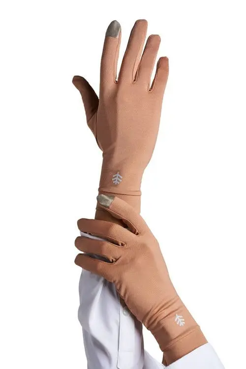 Coolibar Gannett Full Finger Uv Sun Gloves With Grip - Antique Tea