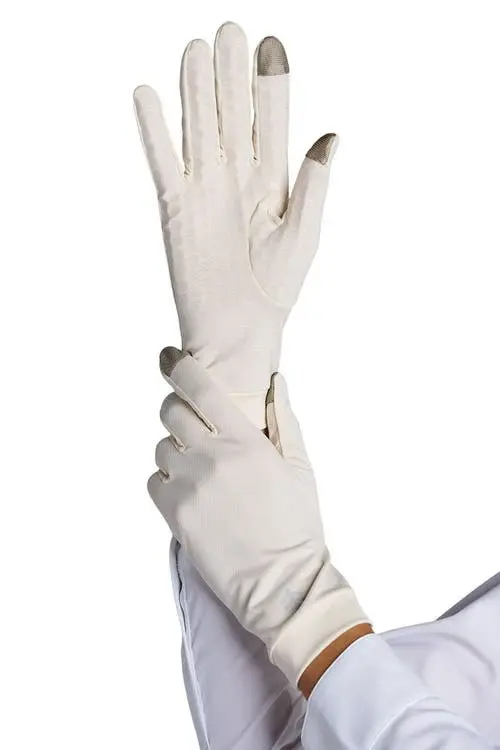 Coolibar Gannett Full Finger Uv Sun Gloves With Grip - Vanilla