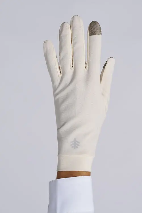 Coolibar Gannett Full Finger Uv Sun Gloves With Grip - Vanilla