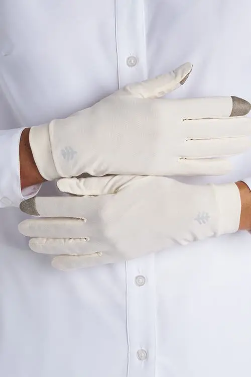 Coolibar Gannett Full Finger Uv Sun Gloves With Grip - Vanilla