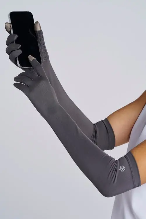 Coolibar Culebra Long Full Finger Uv Sun Gloves - Charcoal