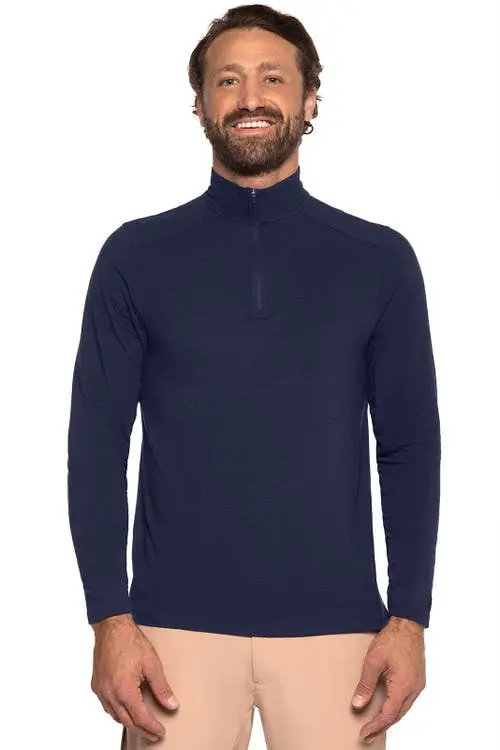 Coolibar Sonora Quarter-zip Long Sleeve Sun Protection Shirt - Navy