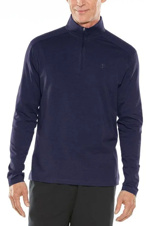 Coolibar Sonora Quarter-zip Long Sleeve Sun Protection Shirt - Navy