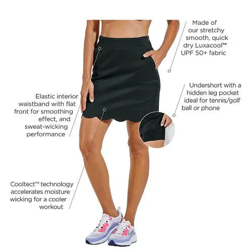 Coolibar Valorus Golf Skort With Scallop Detail - Navy
