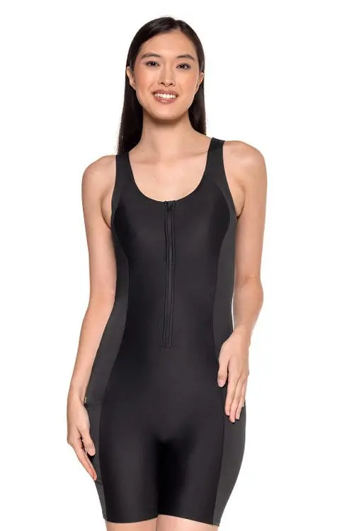 Coolibar Palm Plaza Upf 50+ Sun Protection Knee Length Swimsuit - Black