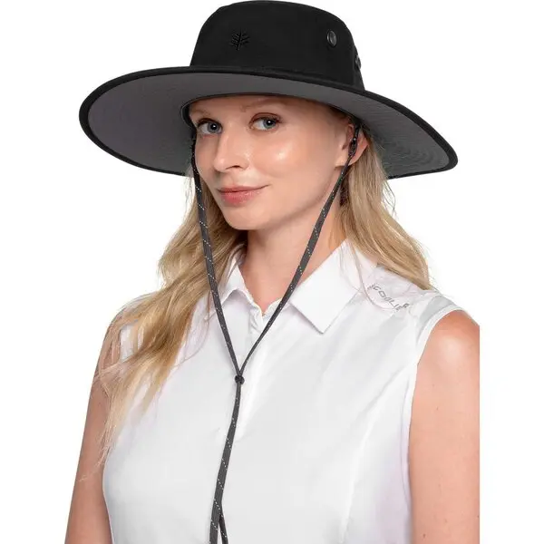 Coolibar Leo Shapeable Wide Brim Sun Hat Upf 50 - Black