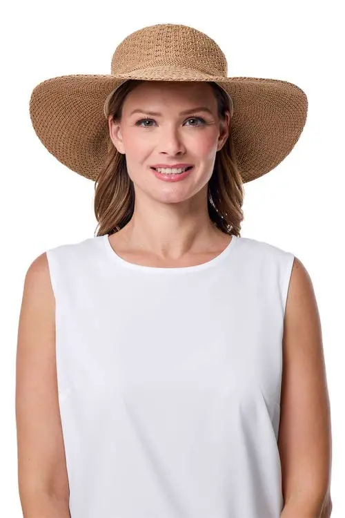 Coolibar Packable Wide Brim Sun Hat - Tan