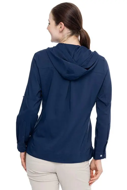 Coolibar Sea Spray Henley Hoodie With Upf 50+ Protection - Navy