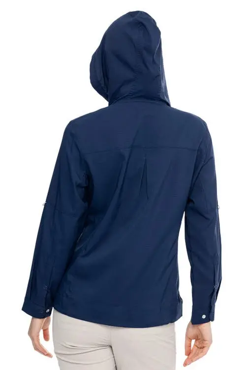 Coolibar Sea Spray Henley Hoodie With Upf 50+ Protection - Navy