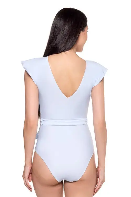 Coolibar Flutter Sleeve One-piece Swimsuit With Tie Waist, Upf 50
