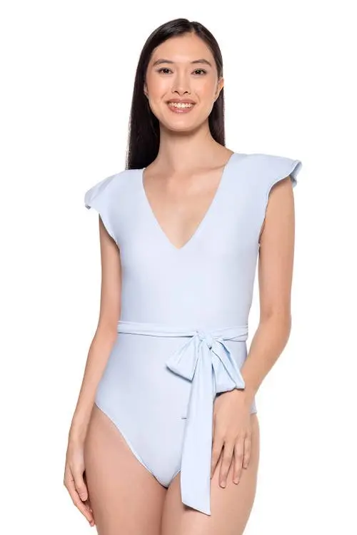 Coolibar Coconut Grove Flutter Sleeve One-piece Swimsuit With Tie Waist - Skyride