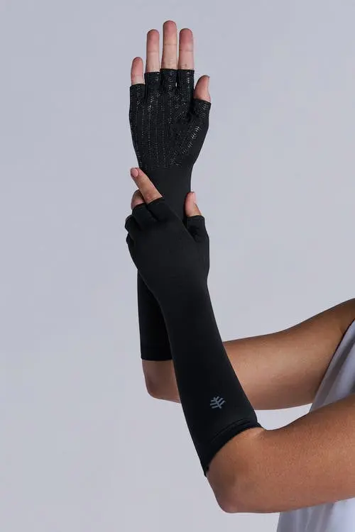 Coolibar Fingerless Mid-length Upf 50+ Sun Gloves - Black
