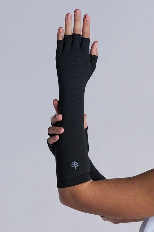 Coolibar Fingerless Mid-length Upf 50+ Sun Gloves - Black
