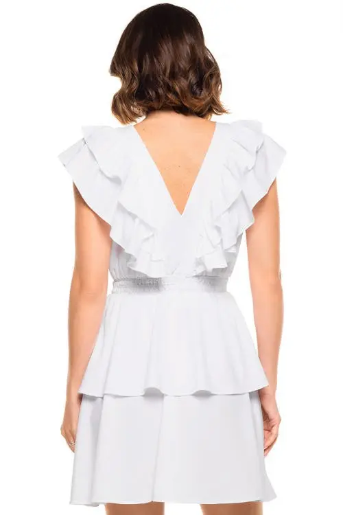 Coolibar South Cove V-neck Ruffle Dress - White