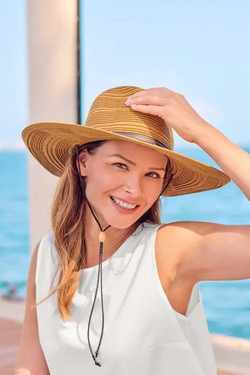 Coolibar Sun Hat With Chin Cord - Tan