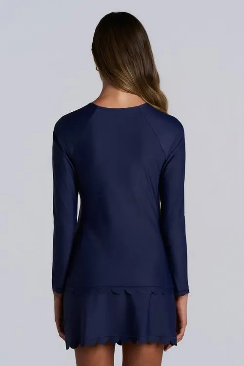 Coolibar Upf 50+ Stony Coral Scallop Long Sleeve Rash Guard - Navy
