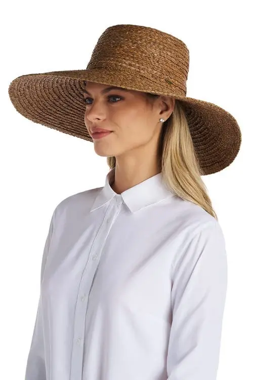 Coolibar Raffia Sun Hat With Braided Detailing - Brown