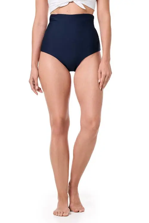 Coolibar Golden Isles Ultra High Rise Swim Bottoms - Navy