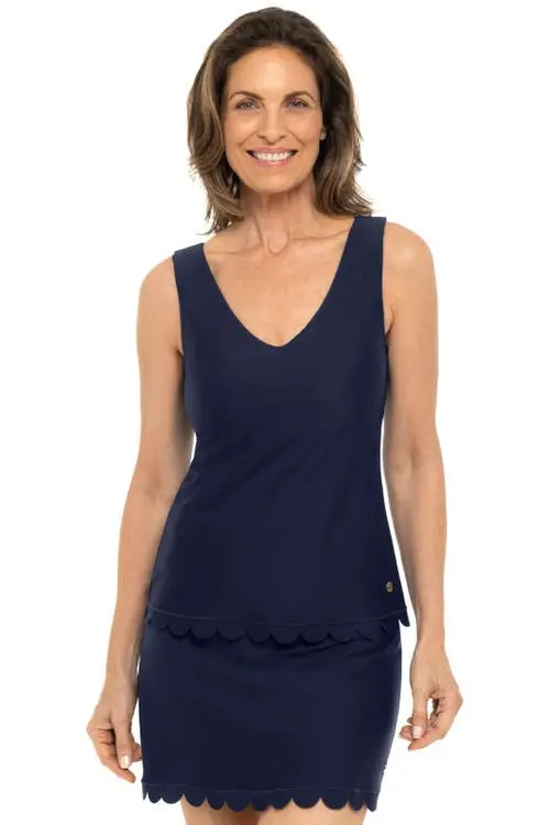 Coolibar Acropora Scallop Tankini - Navy