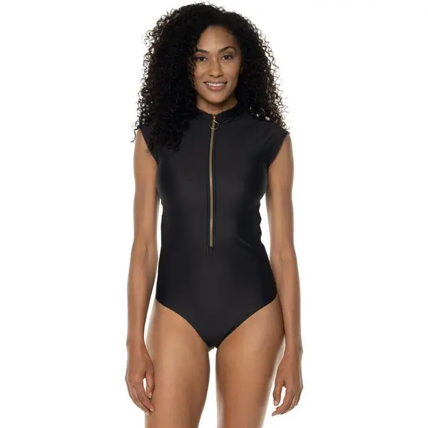 Coolibar Upf 50+ Sweetwater Cap Sleeve One Piece Swimsuit - Black