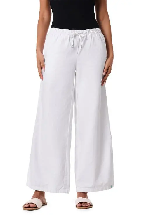 Coolibar Enclave Chambray Wide Leg Pants - White Chambray