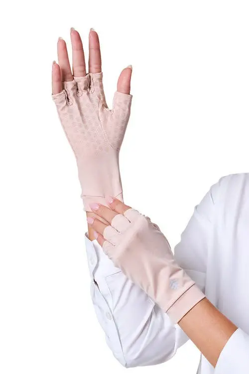 Coolibar Ouray Fingerless Uv Sun Gloves - Beige