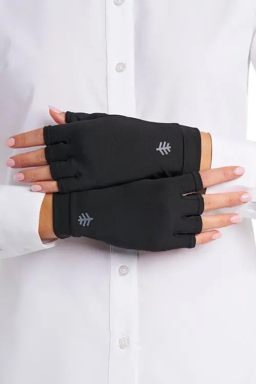 Coolibar Ouray Fingerless Uv Sun Gloves - Black