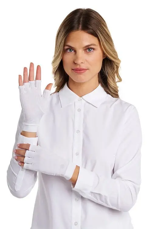 Coolibar Ouray Fingerless Uv Sun Gloves - White
