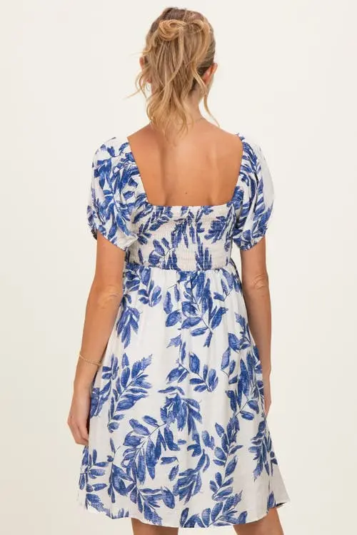PINKBLUSH Floral Puff Sleeve Square Neck Dress