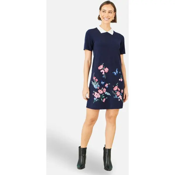 YUMI Embroidered Floral Tunic Dress