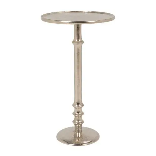 OLIVE GROVE Round Pedestal Accent Table - Silver