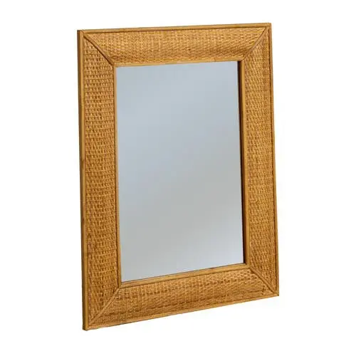 STORIED HOME Rectangle Framed Wall Mirror - Natural