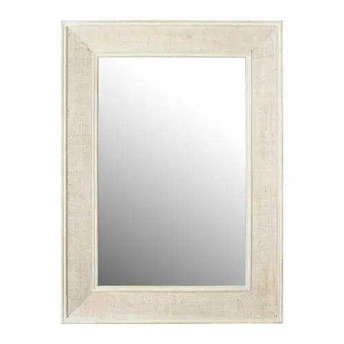 STORIED HOME Rectangle Framed Wall Mirror - White