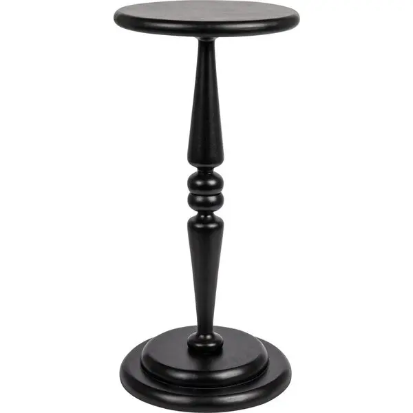STORIED HOME Bishop Pedestal Cocktail Side Table - Black