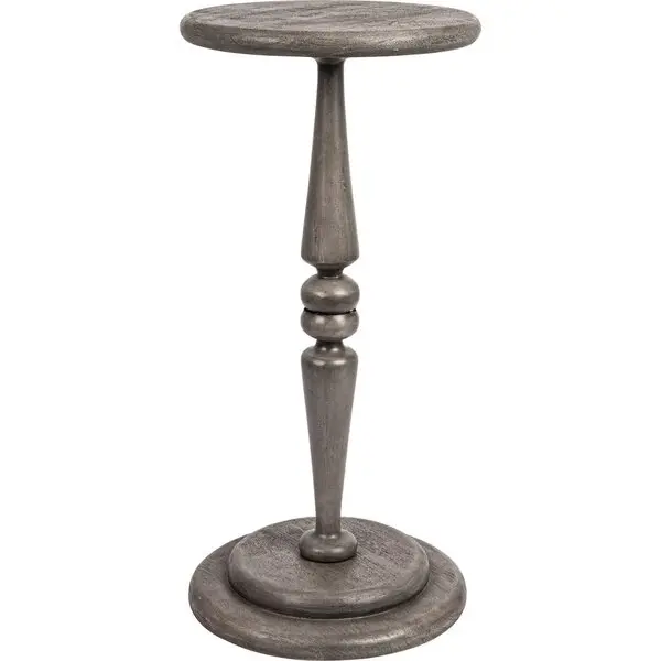 STORIED HOME Bishop Pedestal Cocktail Side Table - Grey