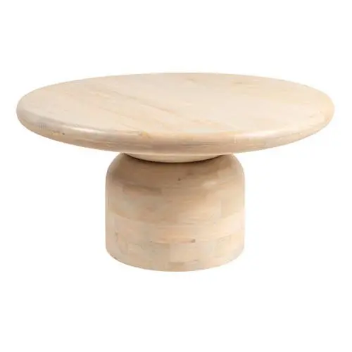 STORIED HOME Coffee Table With Stacked End Grain Base - White