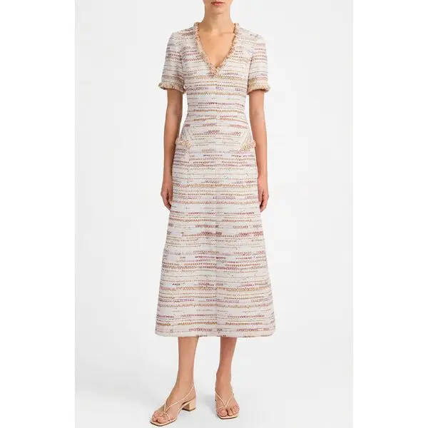 Santorelli Adelle Midi A-line Dress In Modern Tweed
