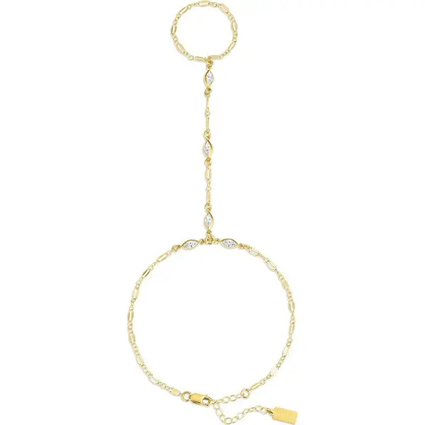 SET & STONES Ezra Hand Chain With Marquise Accents - Gold