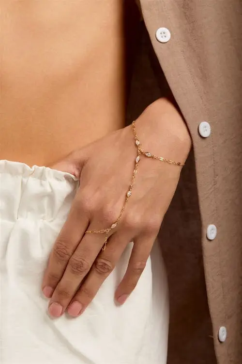 SET & STONES Ezra Hand Chain With Marquise Accents