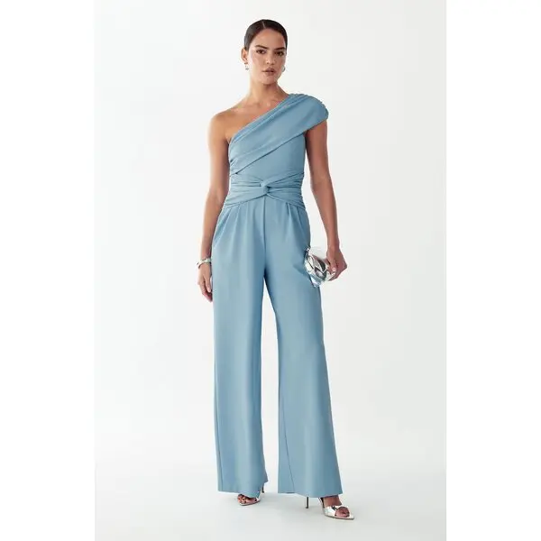 BWLDR Daisie Wide Leg Jumpsuit - Dusty Blue