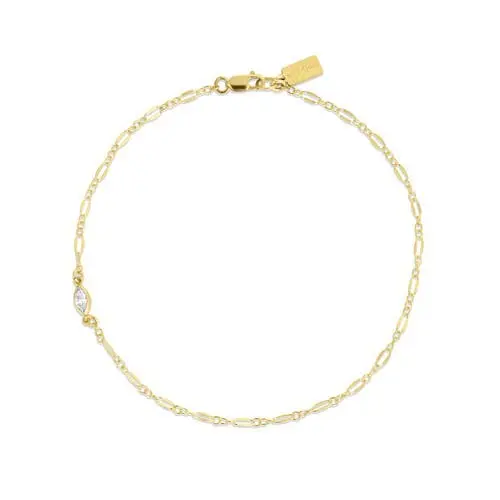 SET & STONES Filled Marquise Accent Anklet - Gold