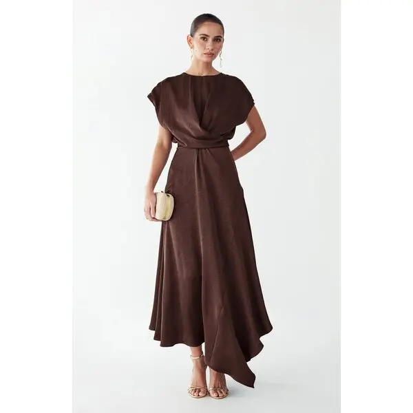WILLA Veronica Fit And Flare Midi Dress - Chocolate
