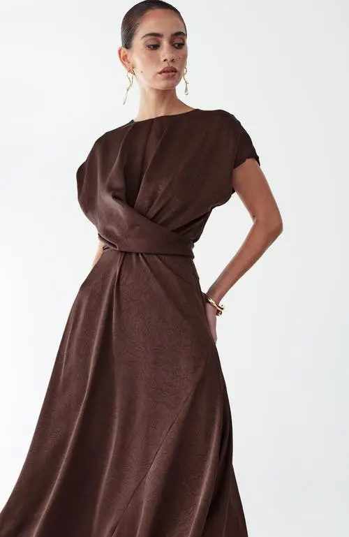WILLA Veronica Fit And Flare Midi Dress - Chocolate