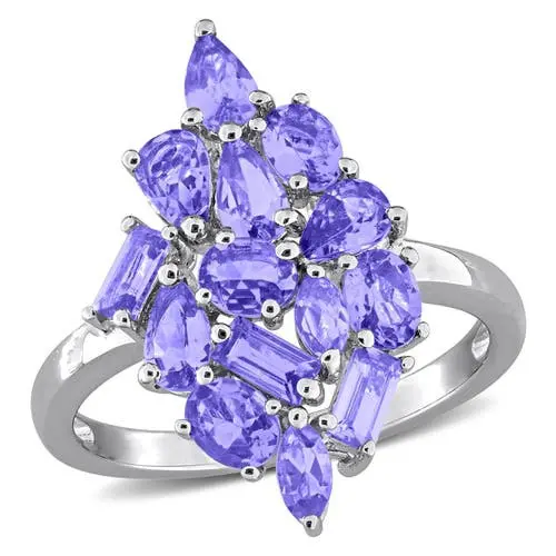 JULIANNA B. Sterling Silver Gemstone Cluster Cocktail Ring - Tanzanite